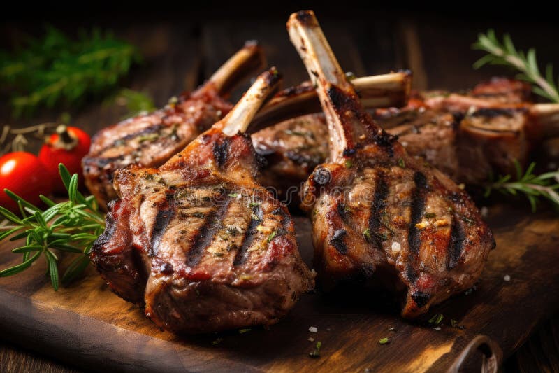 Grilled Lamb Chops stock illustration. Illustration of rustic - 350214248