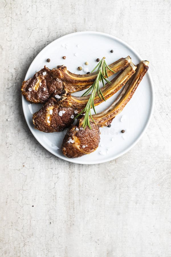 Grilled Lamb Chops on Plate Stock Photo - Image of fresh, restaurant ...