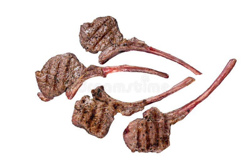Grilled Lamb Mutton Meat Chops Steaks. Isolated on White Background ...