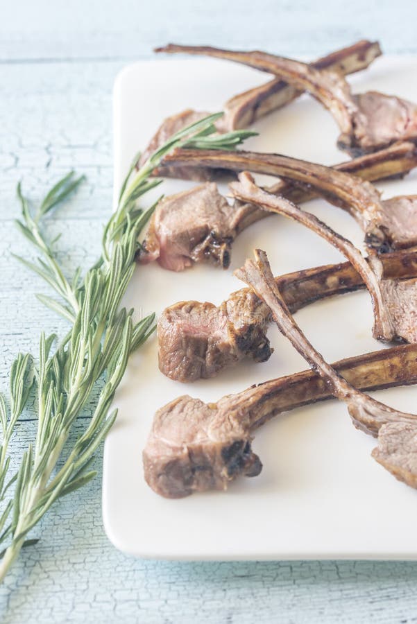 Grilled Lamb Rib Chops on the Plate Stock Photo - Image of protein ...