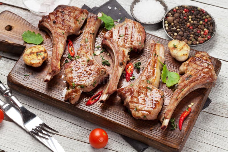 Grilled lamb ribs stock image. Image of ingredient, crispy - 171345343