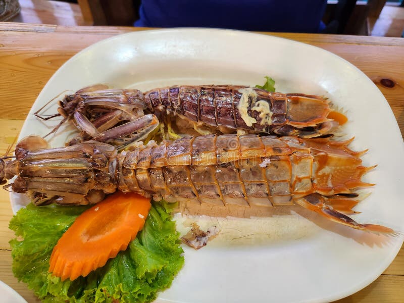 Grilled Langoustine Lies on a Plate Stock Image - Image of culinary ...