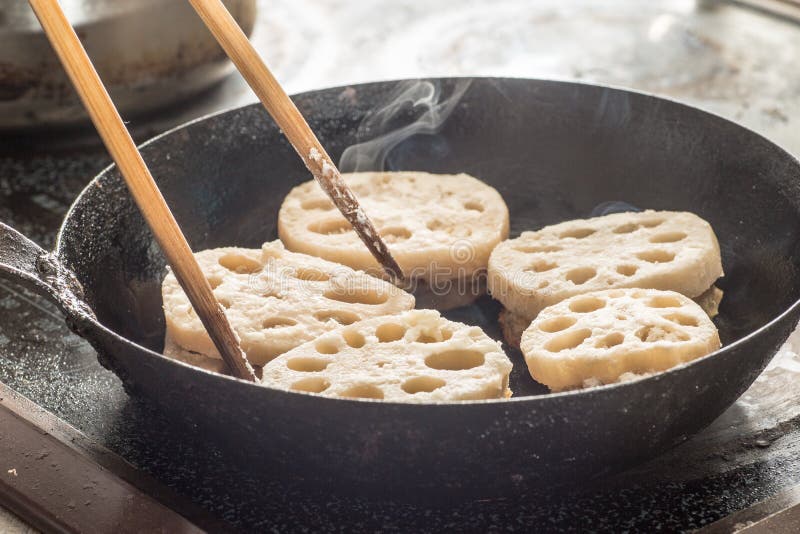 Grilled Lotus Root Stuffed with Meat Stock Image - Image of root ...