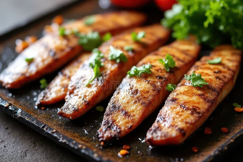 Grilled Mackerel As a Culinary Treat Stock Illustration - Illustration ...