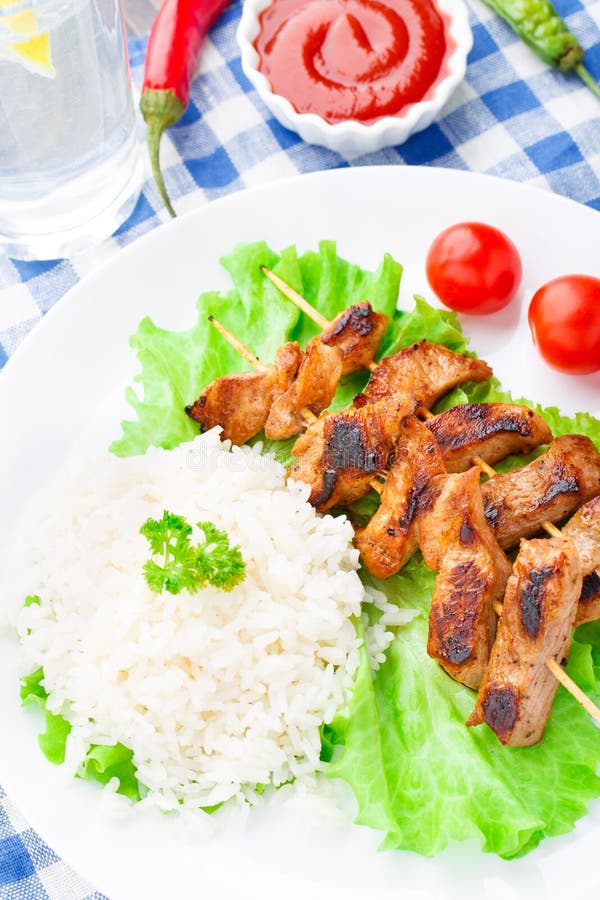 Grilled Marinated Pork with Rice Stock Image - Image of rice, roast ...