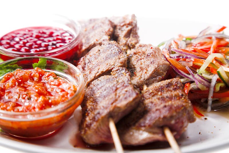 Grilled meat stock image. Image of cuisine, plate, isolated - 16631213