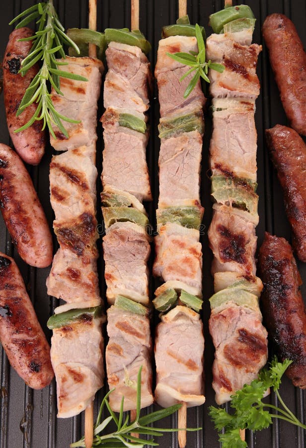 Grilled meat stock image. Image of nutrition, meat, skewer - 25229249