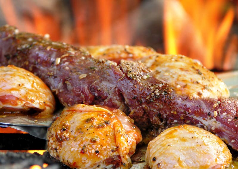 Grilled meat stock photo. Image of detail, cooked, grill - 3995774