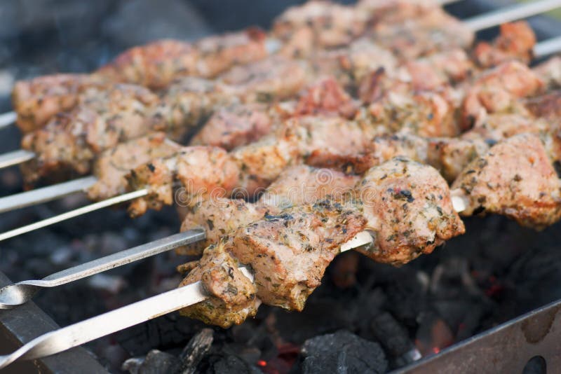 Grilled meat stock photo. Image of flank, cooking, fire - 9500950