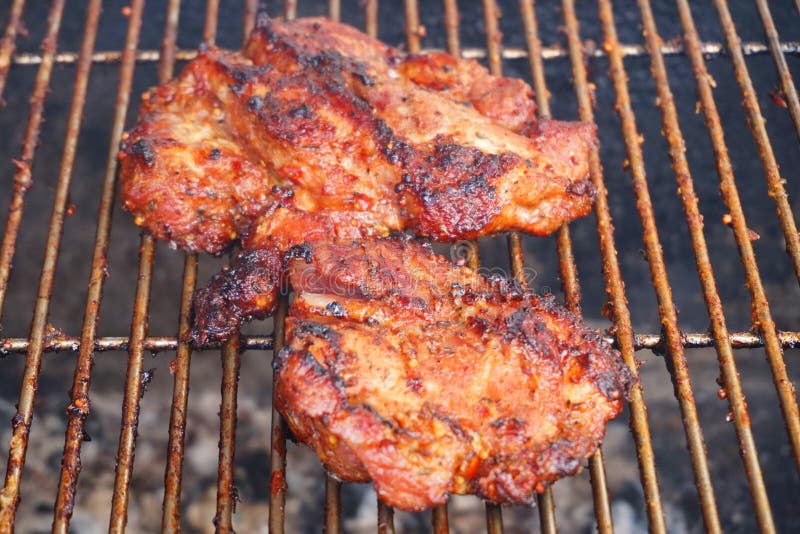 Grilled meat background stock photo. Image of flame - 118328610