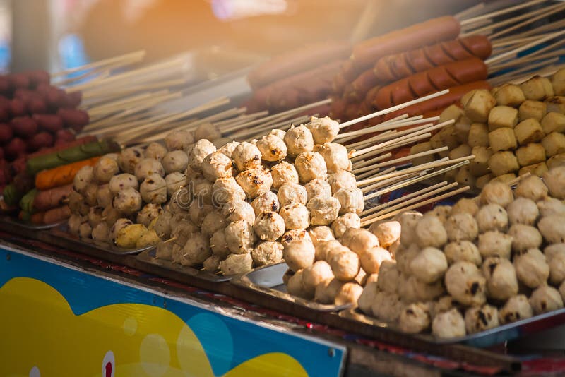 Grilled meat ball stock image. Image of sale, booth - 113367225