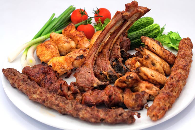 Grilled Meat, Barbecue, Assorted Stock Image - Image of lamb, grill ...