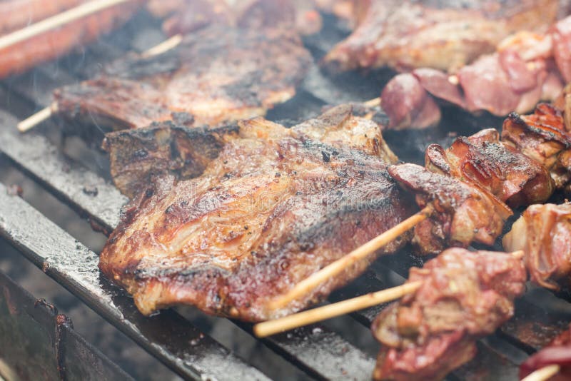 Grilled Meat Barbecue stock image. Image of meat, outdoor - 70351605