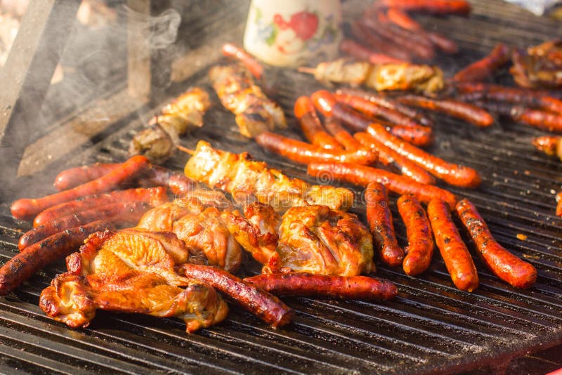 Grilled Meat Barbecue stock photo. Image of fire, cooking - 81170996