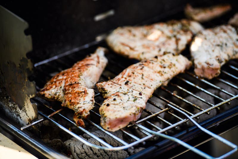 Grilled Meat, Barbecue. Spring Time Stock Image - Image of cooked ...