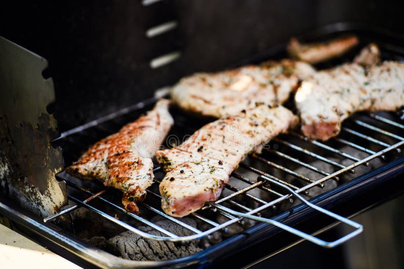 Grilled Meat, Barbecue. Spring Time Stock Photo - Image of food, party ...