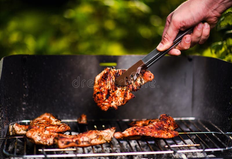 Grilled Meat, Barbecue. Spring Time Stock Photo - Image of roasted ...