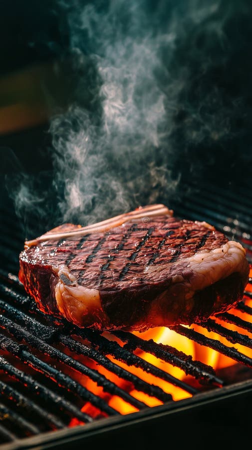 Grilled Meat on the Barbeque in Vertical View. Stock Photo - Image of ...