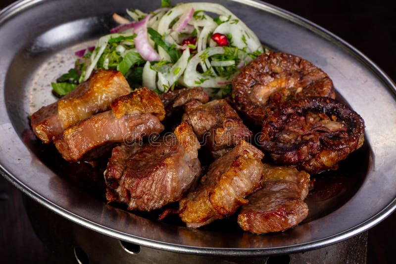 Grilled meat bbq stock photo. Image of food, sausage - 124764502