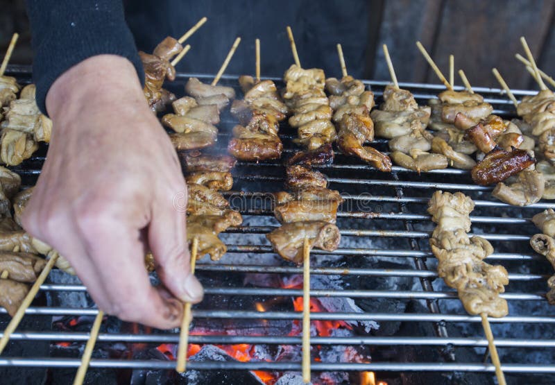 Grilled Meat Dishes with High Heat until Charred Stock Photo - Image of ...
