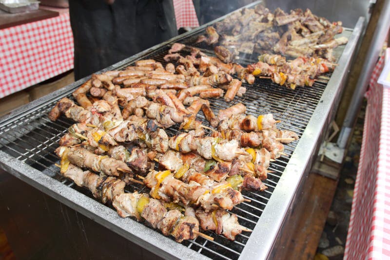 Grilled meat stock photo. Image of smoke, grilled, meat - 46630508