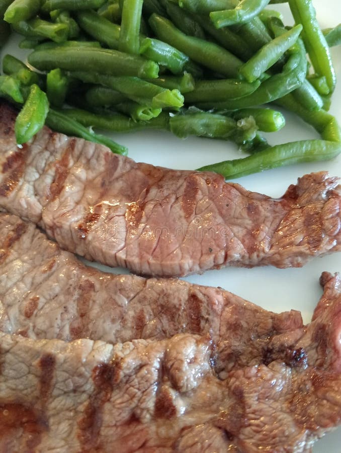 Grilled Meat Fillet with Green Vegetables Stock Photo - Image of green ...