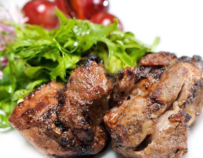 Grilled meat . stock photo. Image of onion, bone, meat - 37257120