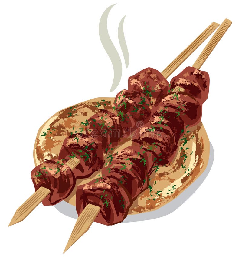 Grilled meat keab stock illustration. Illustration of stew - 82338386