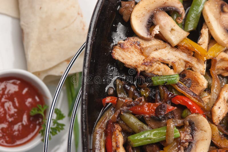 Grilled Meat with Mushrooms Stock Image - Image of sauce, cooking ...