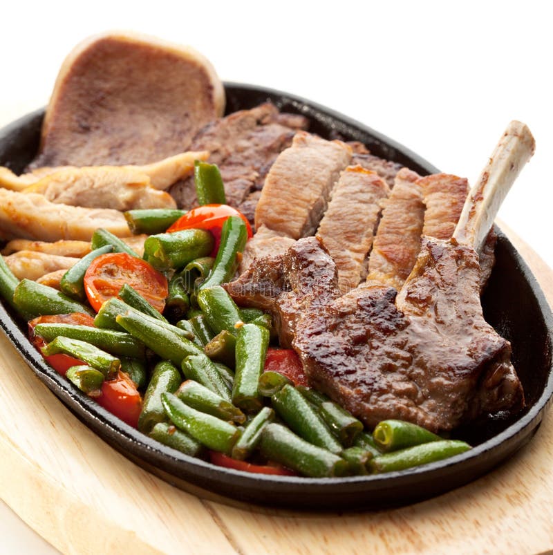 Grilled Meat Pan stock image. Image of dinner, gourmet - 53358289