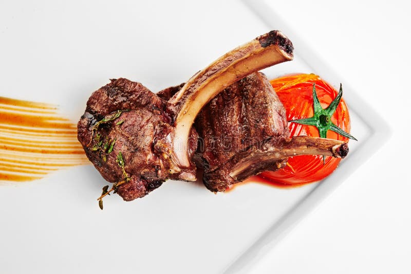 Grilled meat ribs.Top view stock photo. Image of plate - 40508470