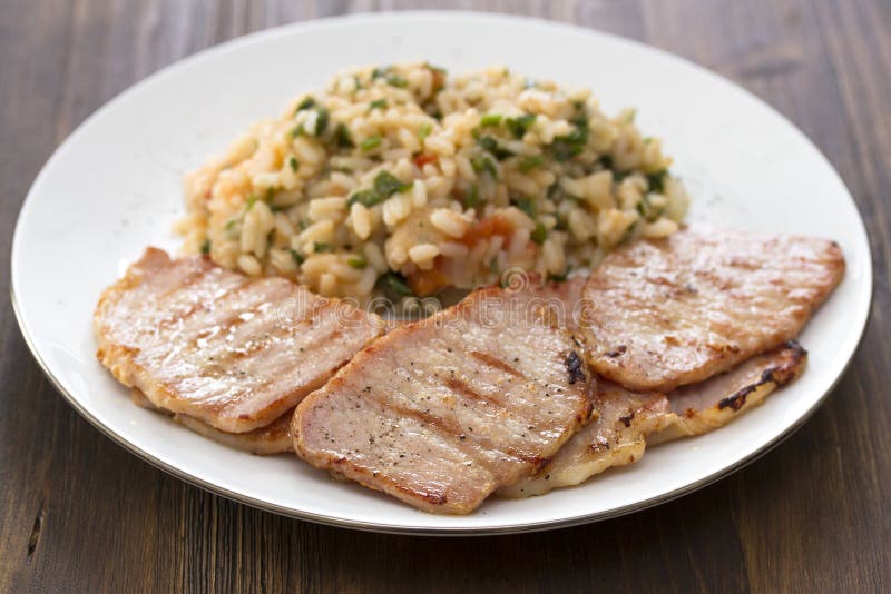 Grilled meat with rice stock image. Image of grill, diet - 79284329