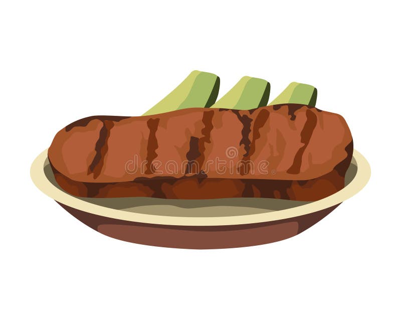 Grilled Meat Steak and Vegetable Icon Stock Vector - Illustration of ...