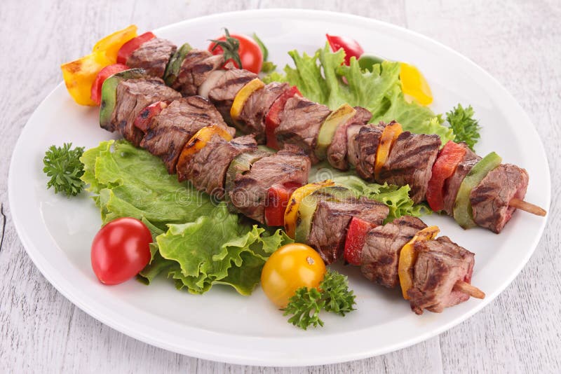 Grilled meat on sticks stock photo. Image of dinner, barbecue - 36934702