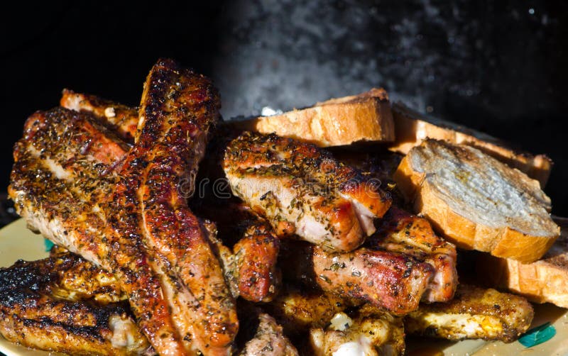 Grilled meat stock photo. Image of delicious, brie, closeup - 39477464