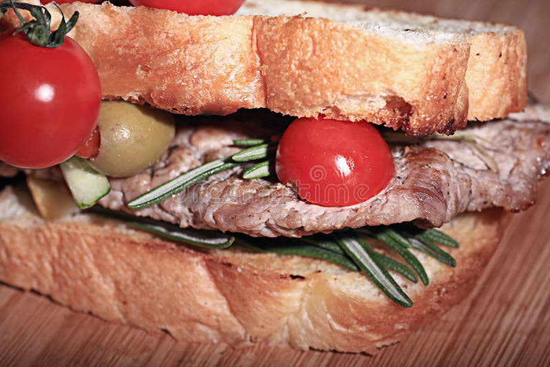 Grilled Meat with Toast Restaurant Serving Stock Image - Image of ...