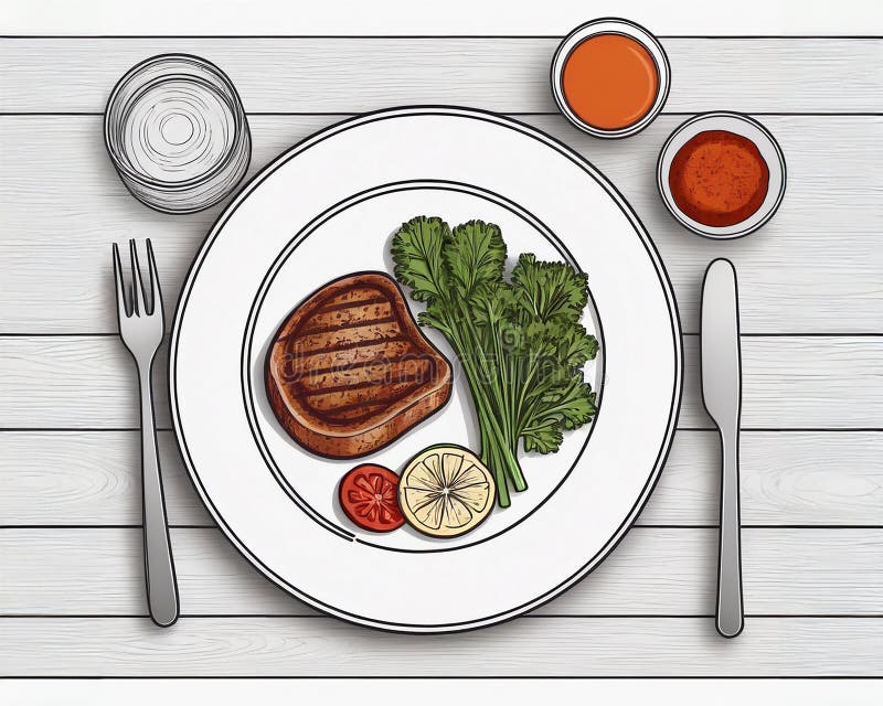 Grilled Meat with Vegetables on the Table Served for Dinner Stock ...