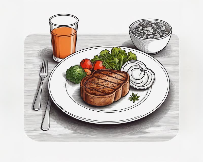 Grilled Meat with Vegetables on the Table Served for Dinner Stock ...