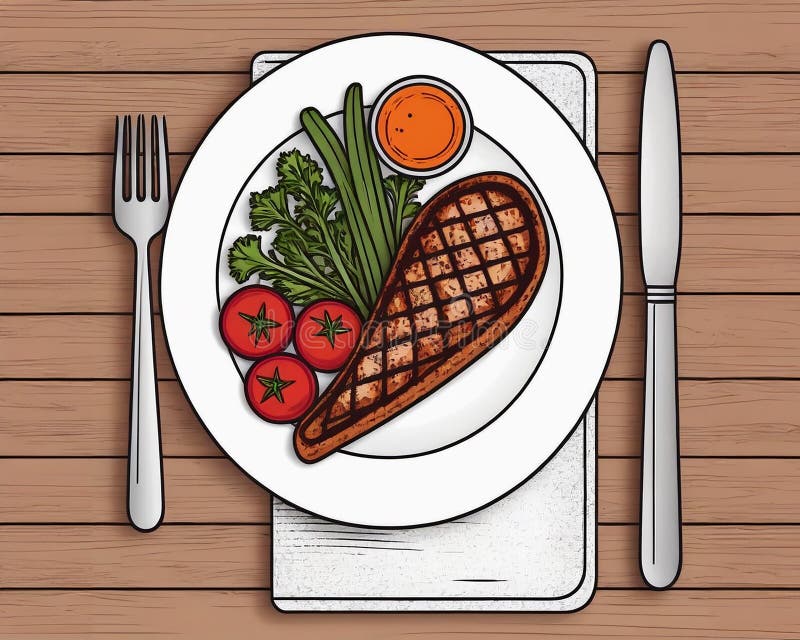 Grilled Meat with Vegetables on the Table Served for Dinner Stock ...