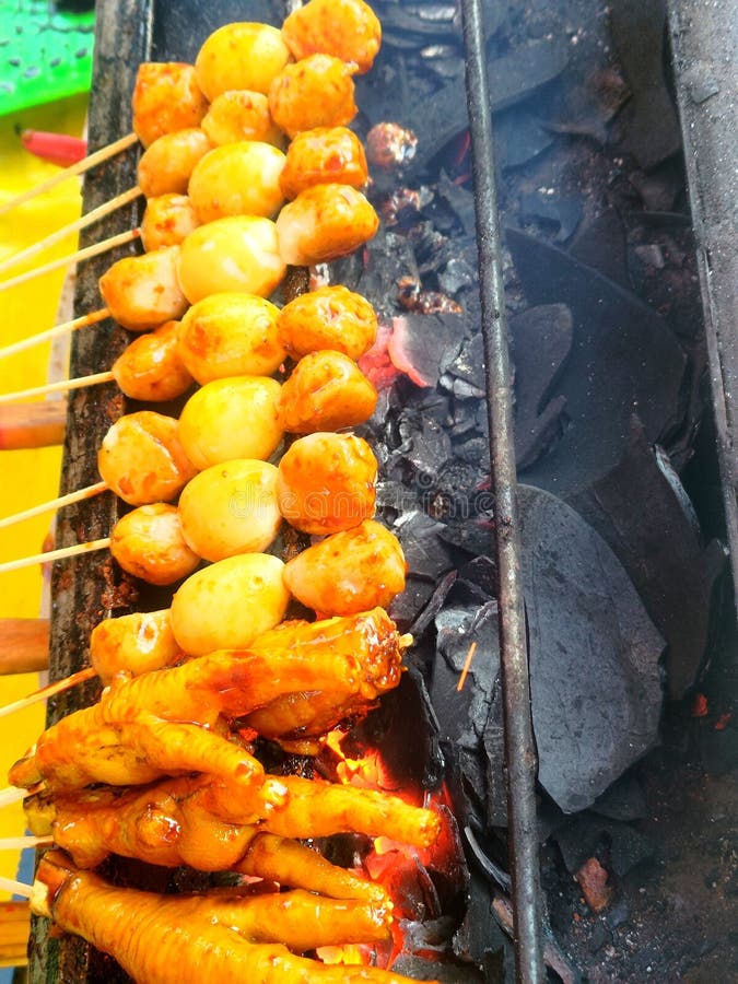 Grilled Meatballs with Egg, Chicken Feet and Grilled Sausage Stock ...