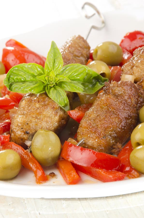 Grilled Minced Meat Rolls on a Skewer Stock Photo - Image of mincemeat ...