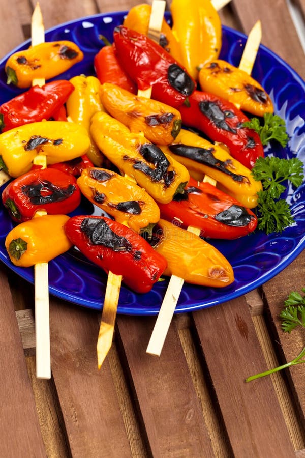 Grilled Mini Sweet Peppers stock photo. Image of prepared - 39509306