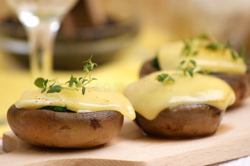 Grilled Mushroom with Cheese Stock Image - Image of cheese, food: 14774323