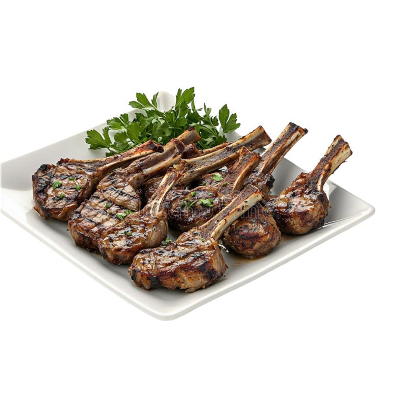 Grilled Mutton Chops in a Plate on Transparent Background - Ai ...