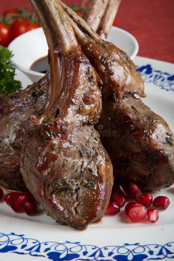 Grilled mutton meat stock image. Image of grill, pomegranate - 71963675