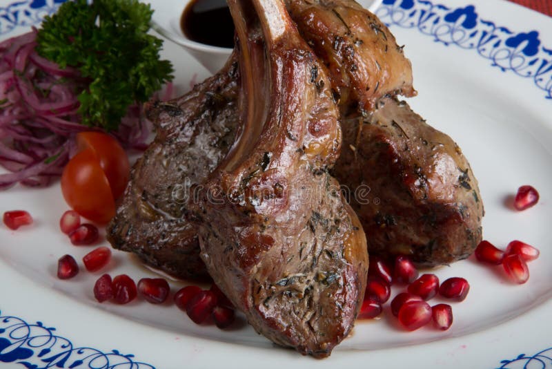 Grilled mutton meat stock image. Image of meat, pomegranate - 71965341