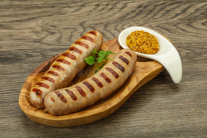 Grilled Natural Pork Sausages with Sauce Stock Photo - Image of gourmet ...