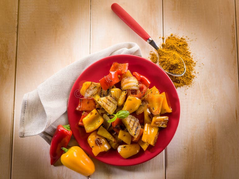 Grilled onion and capsicum stock image. Image of healthy - 24749991