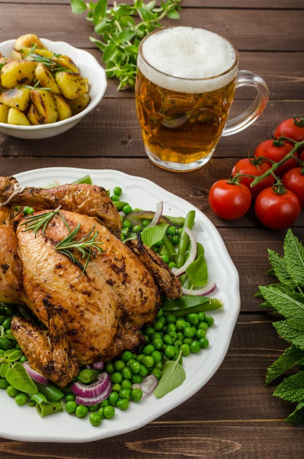 Grilled Organic Bio Chicken Stock Photo - Image of homemade, crispy ...