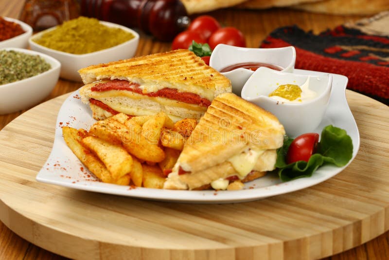 Grilled Panini stock image. Image of gourmet, meal, food - 96668919